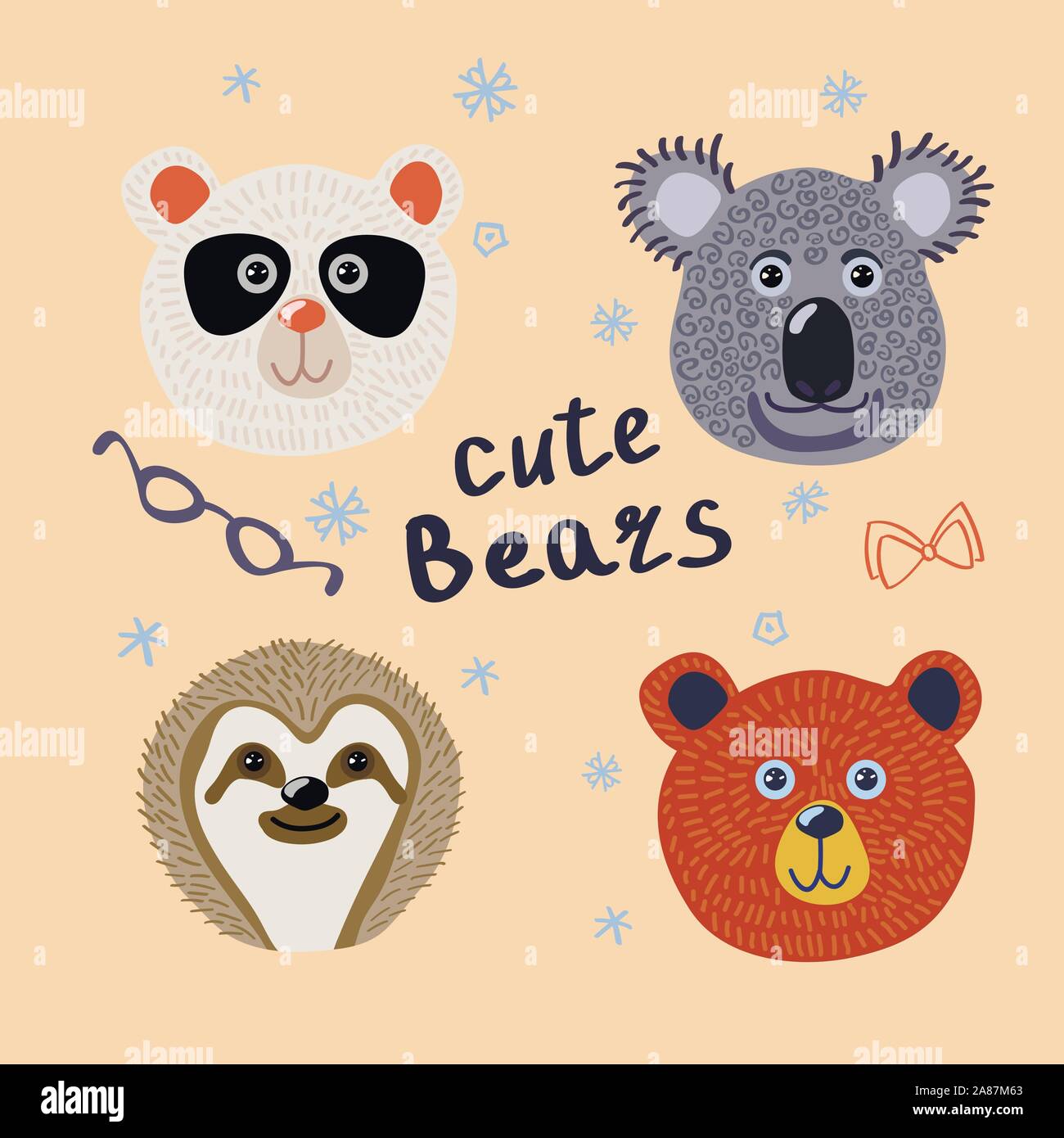 Vector illustration of a cute cartoon bears with hand written phrase ...