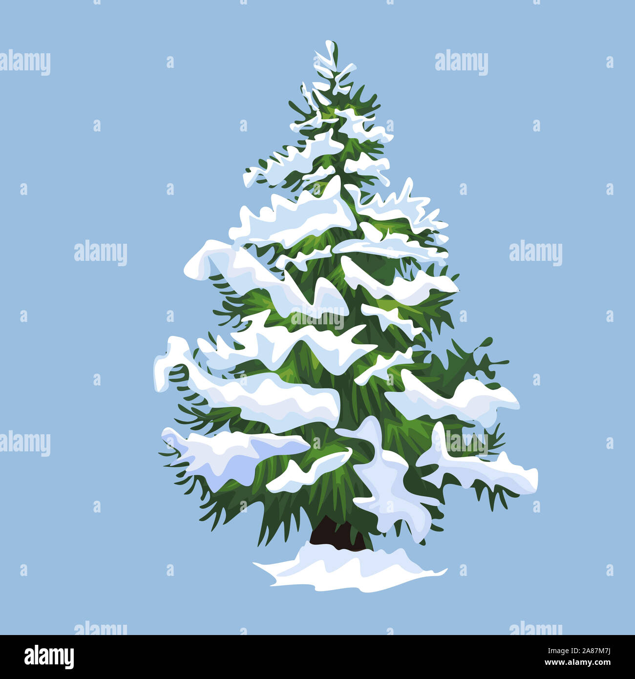 Christmas fir tree with snow on it, holiday winter symbol, isolated ...