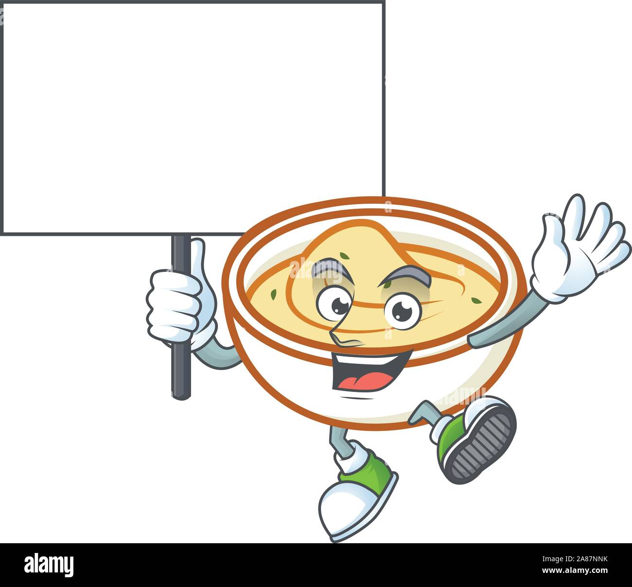 Mashed potatoes cartoon character with mascot bring board Stock Vector ...