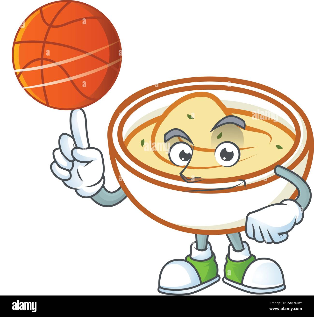 Mashed potatoes cartoon character with mascot holding basketball Stock ...