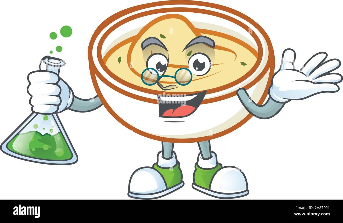 Mashed potatoes with professor character on white background Stock ...