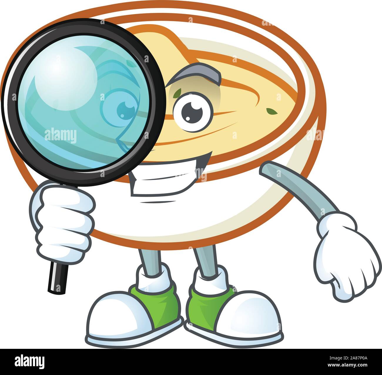 Mashed potatoes with detective character on white background Stock ...