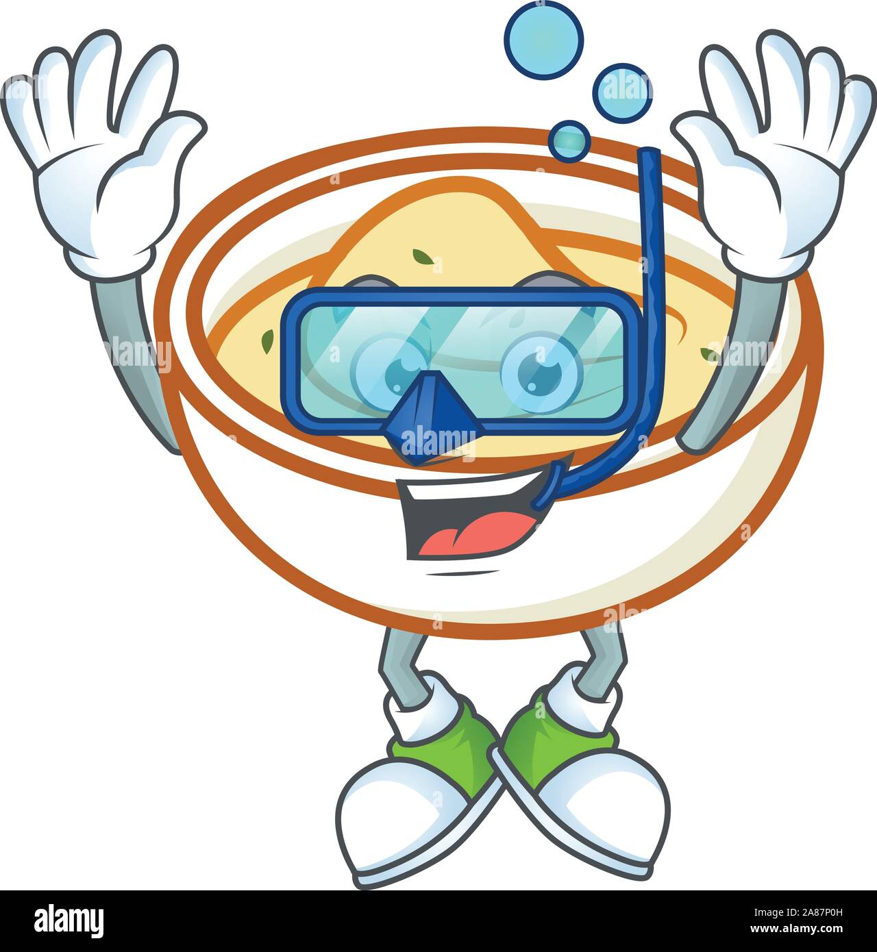 Mashed potatoes with diving character on white background Stock Vector ...
