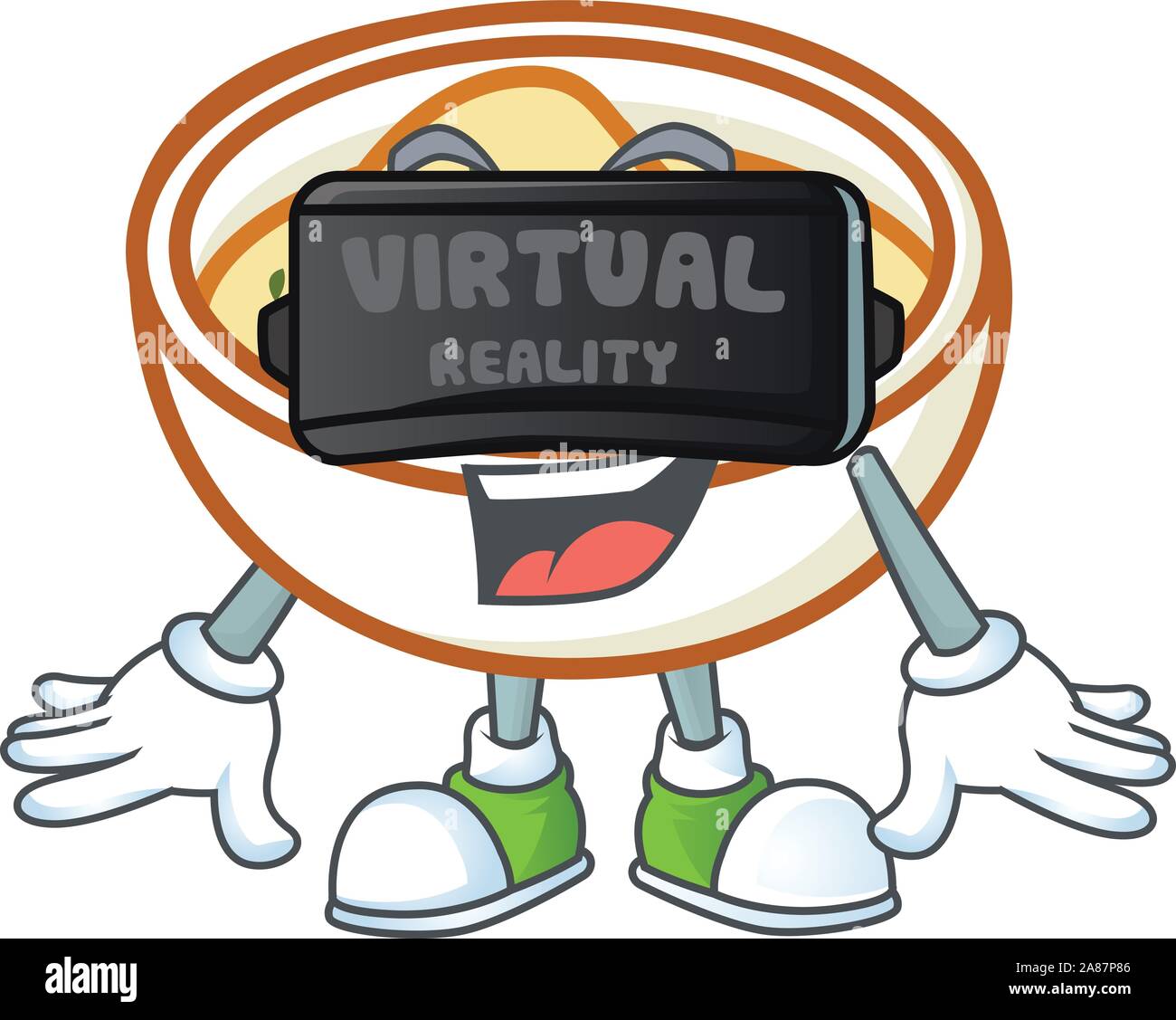Delicious mashed potatoes with virtual reality mascot character Stock ...