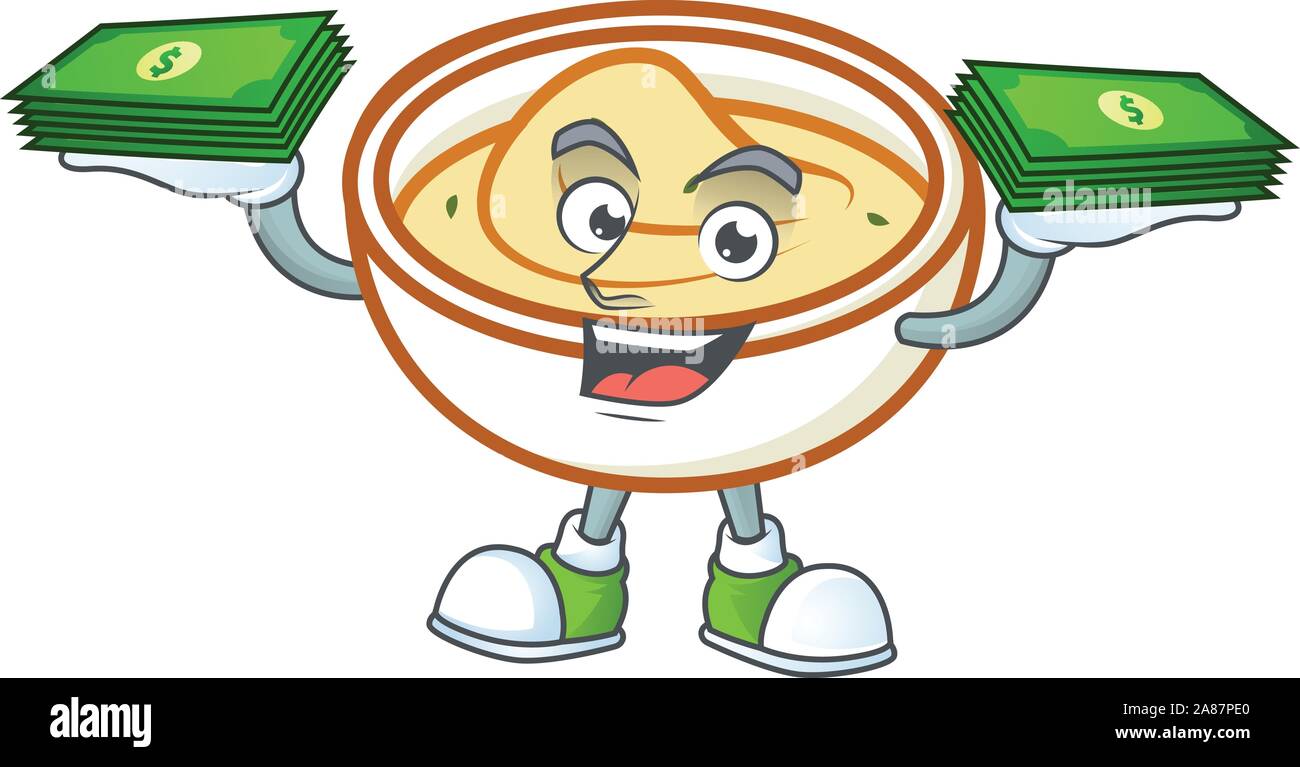 Delicious mashed potatoes with holding money mascot character Stock ...