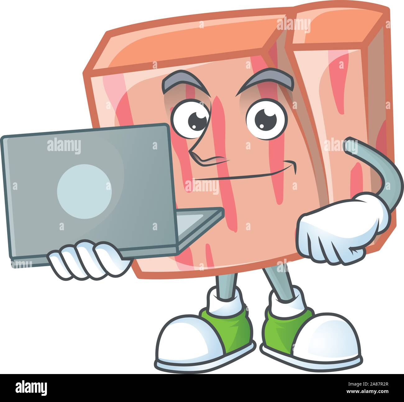 Fresh meat cartoon with bring laptop character shape Stock Vector Image ...