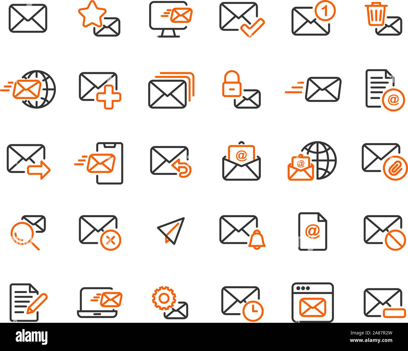 Email and Mail outline icon set. Vector and Illustration Stock Vector ...