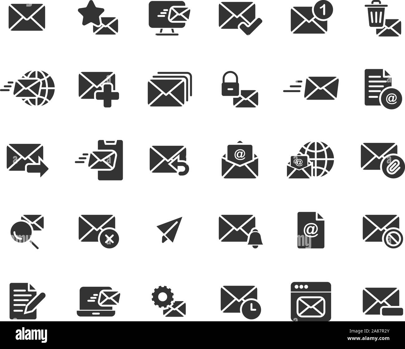 Email and Mail solid icon set. Vector and Illustration Stock Vector ...