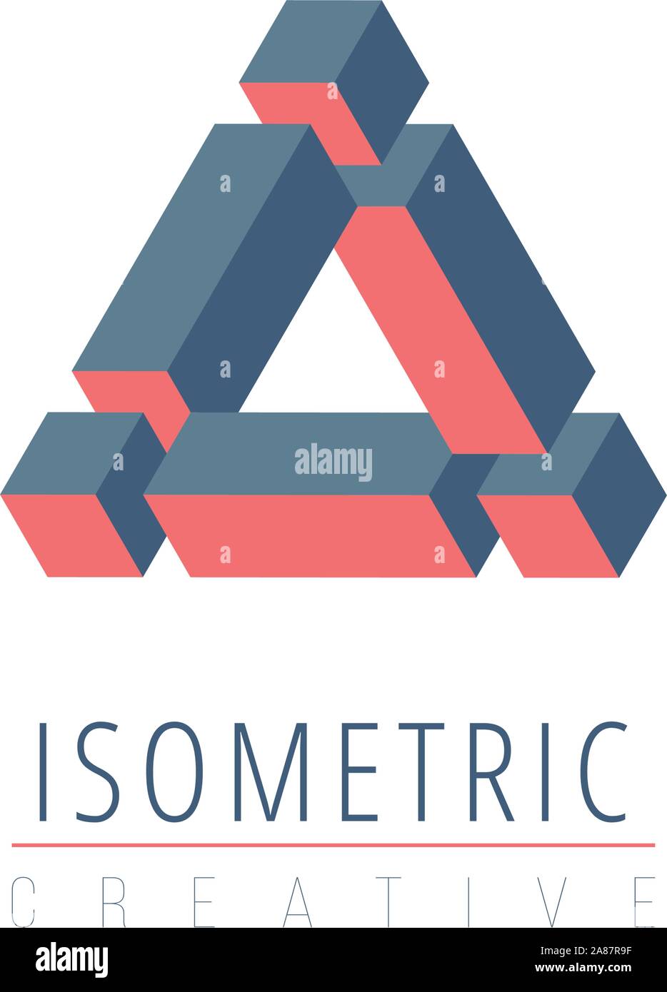 Abstract isometric impossible cube triangle logo design template, retro optical effect shape ...