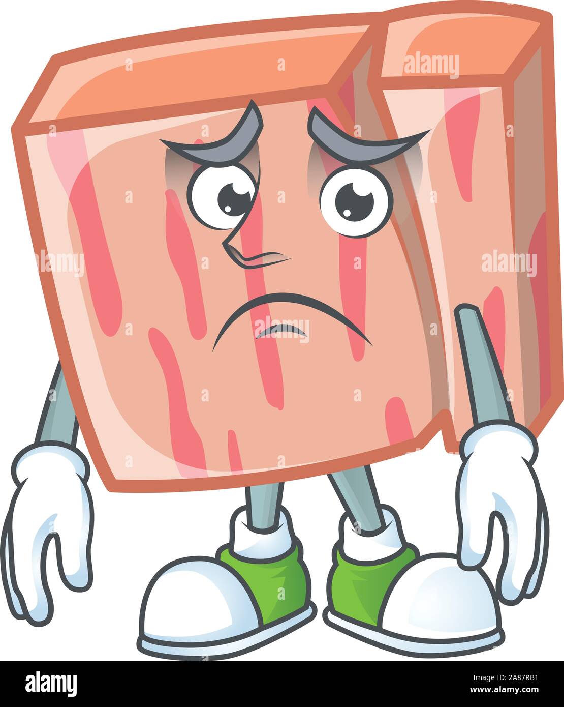 Meat with afraid character on white background Stock Vector Image & Art ...
