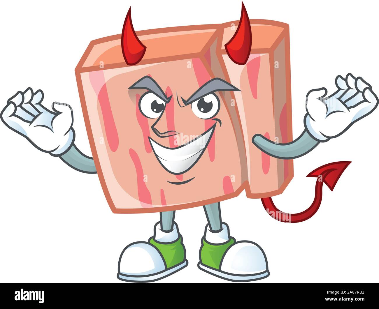 Meat with devil character on white background Stock Vector Image & Art ...