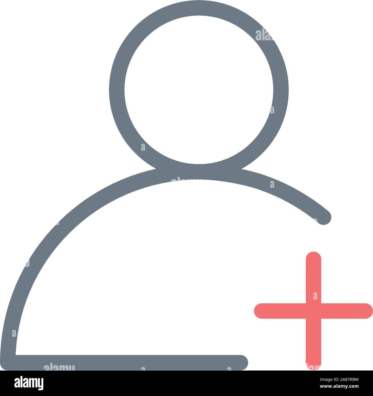 Add user profile line icon, outline pictogram. Member with plus symbol ...