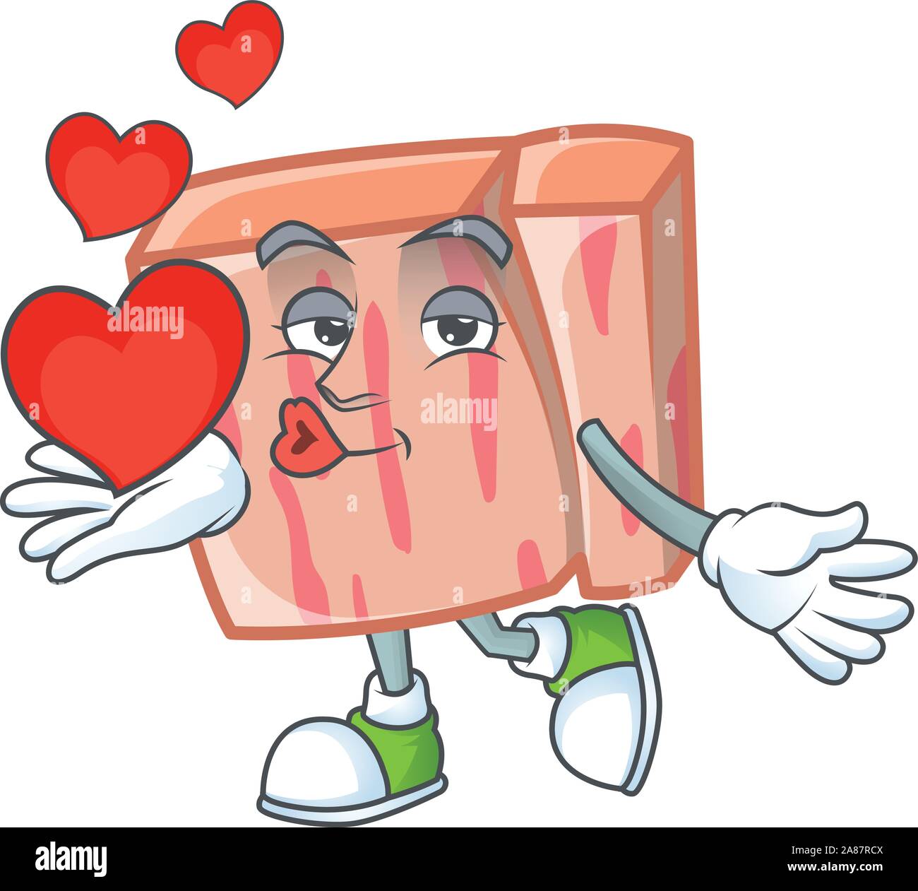 Meat with holding heart character on white background Stock Vector ...