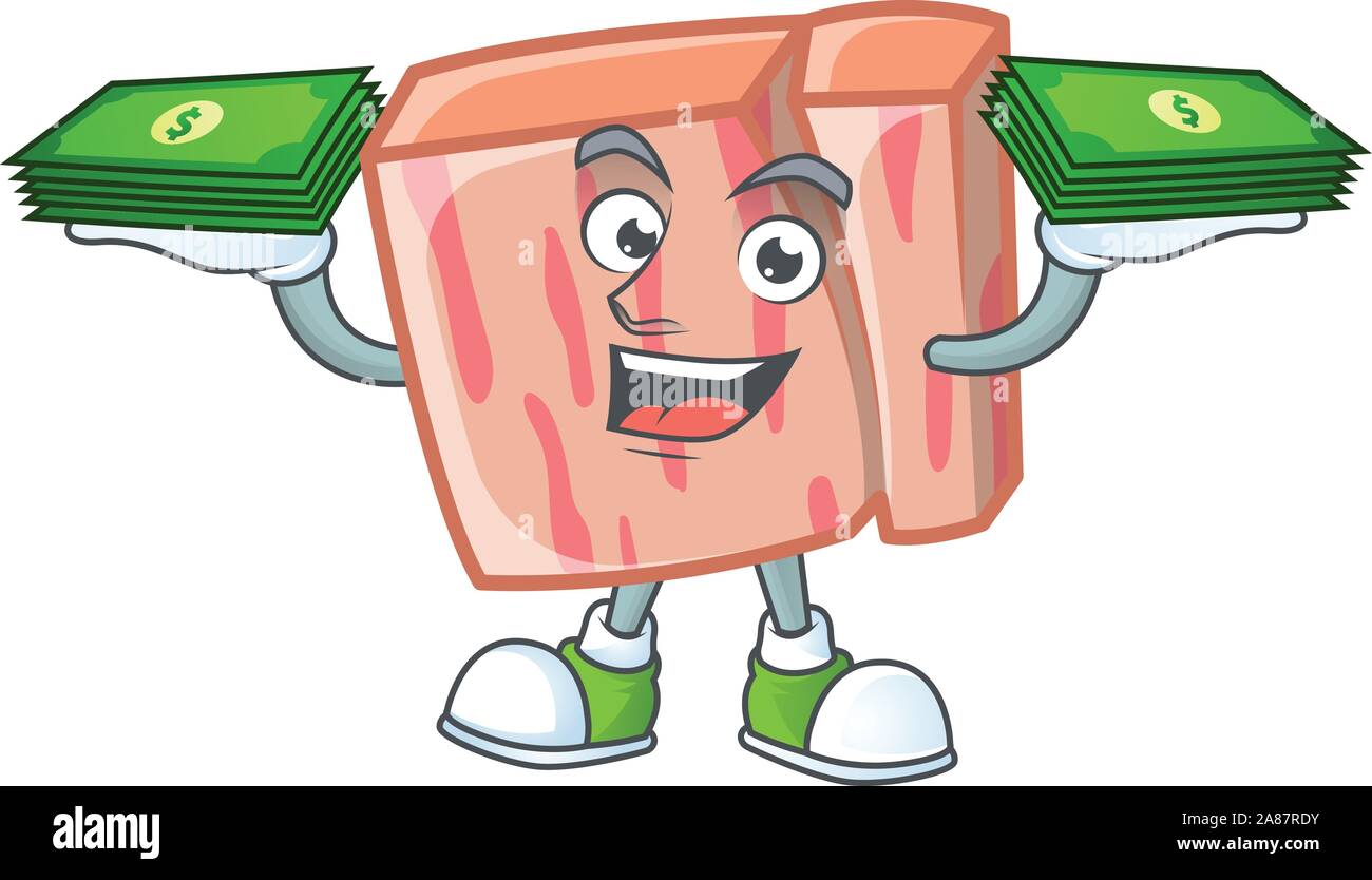 Meat with holding money character on white background Stock Vector ...