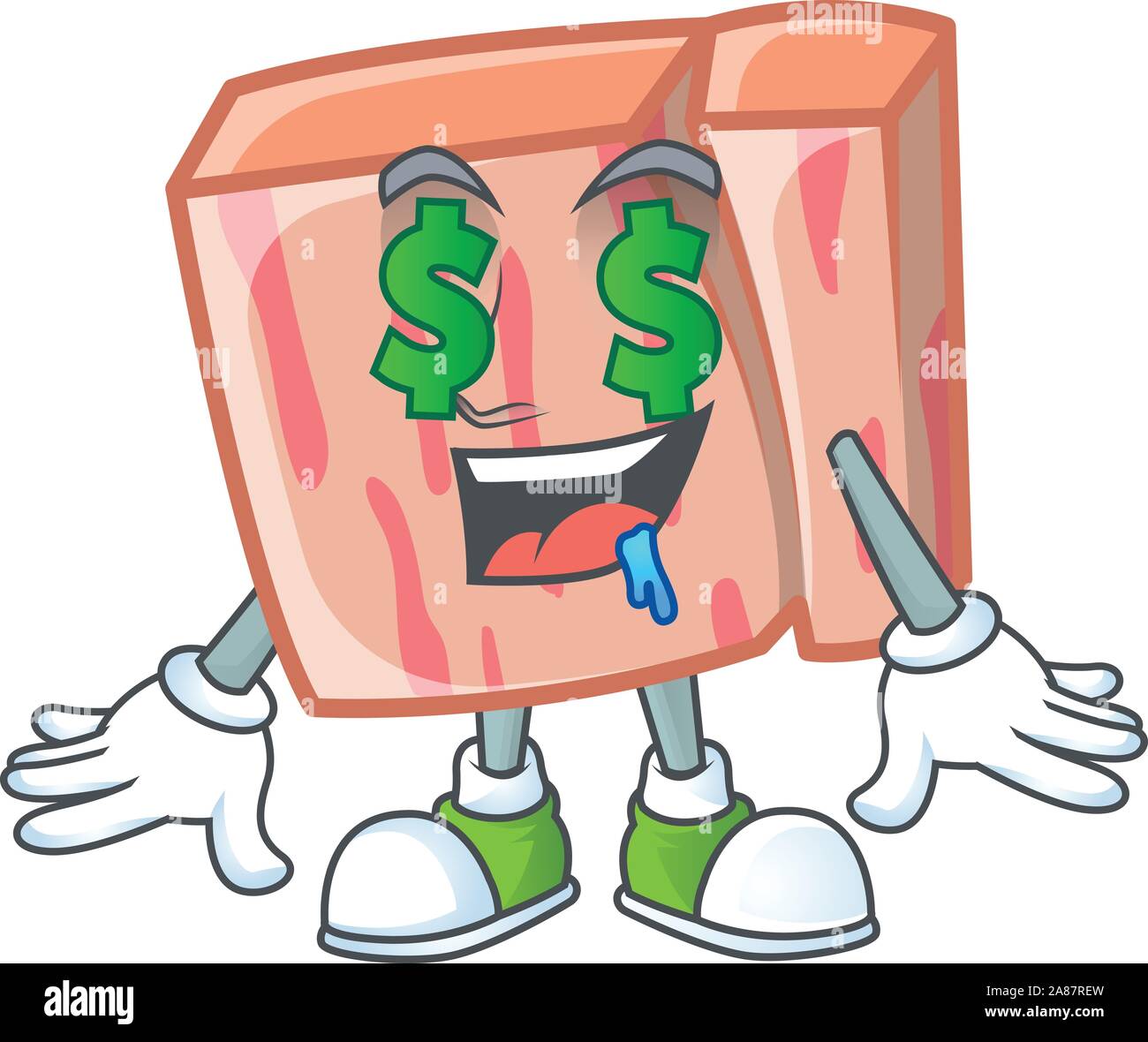 Cartoon meat in the character mascot money eye Stock Vector Image & Art ...