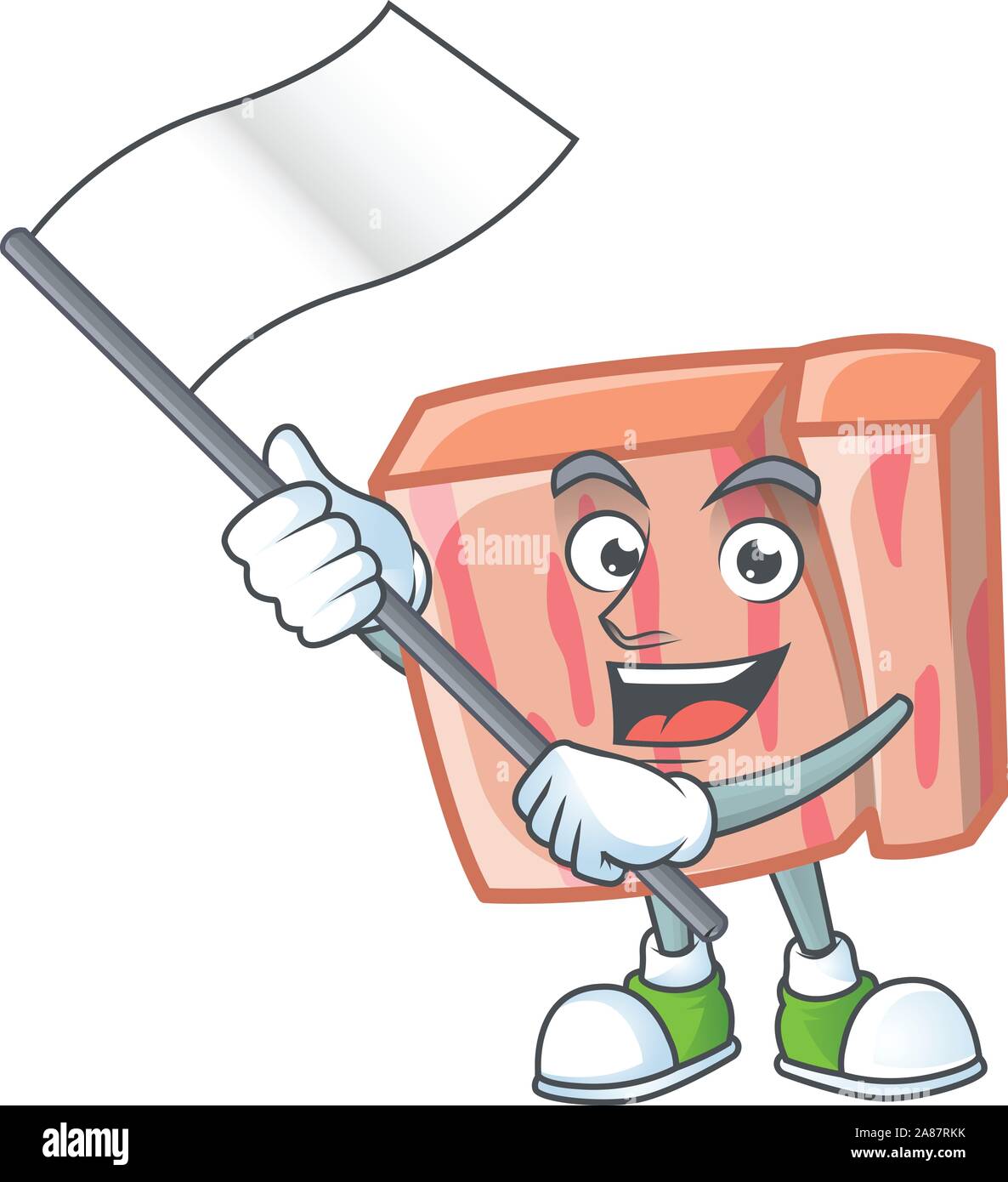 Cartoon meat in the character mascot bring flag Stock Vector Image ...