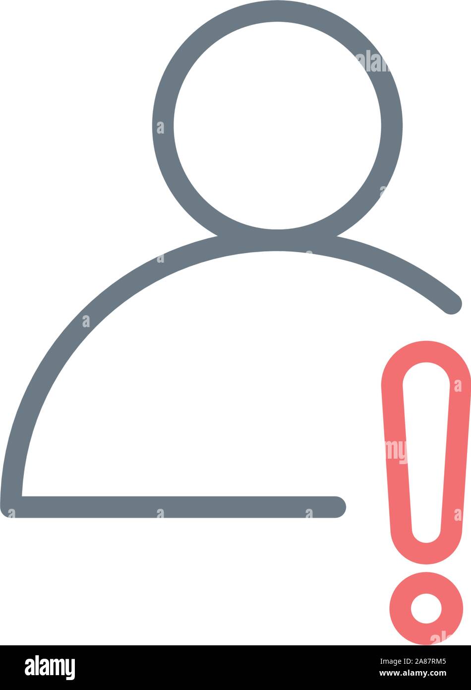 Linear profile user action icon with exclamation mark. Could be used as ...