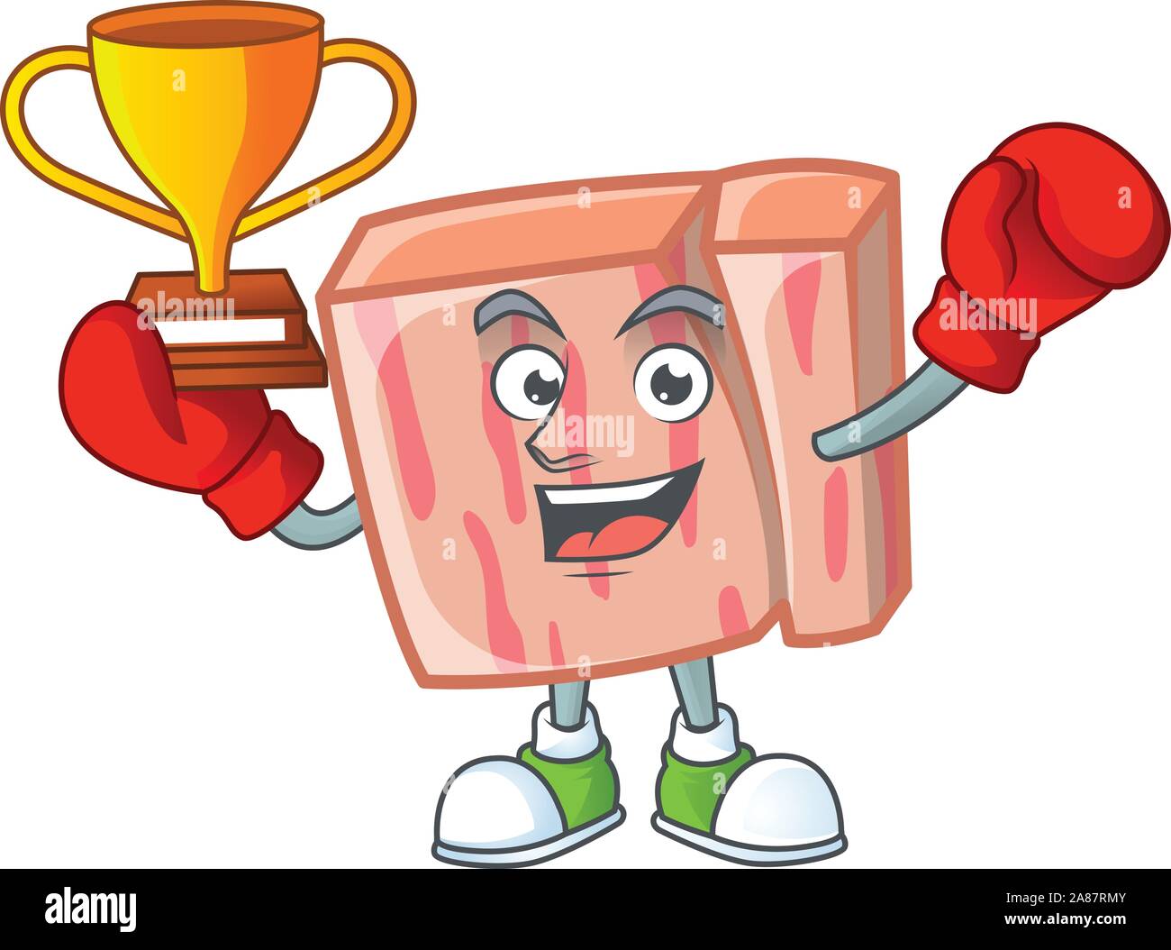Cartoon meat in the character mascot boxing winner Stock Vector Image ...