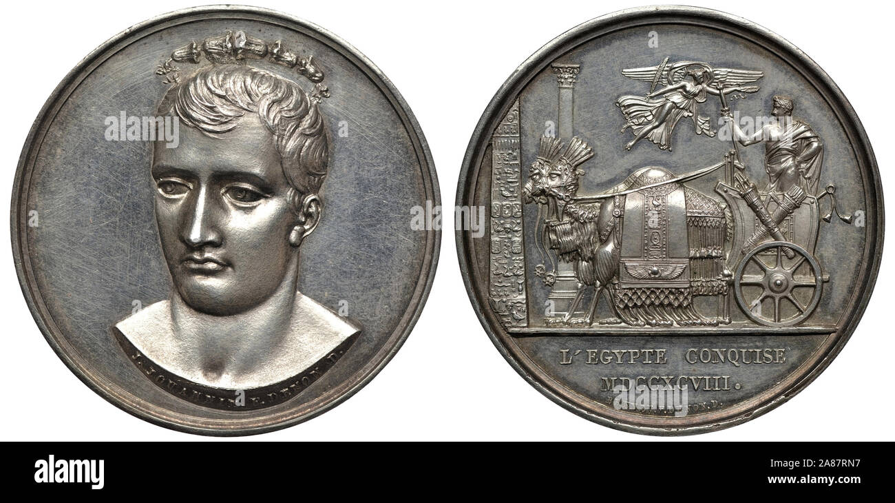 France French 19th century silver medal, subject Conquering of Egypt by ...