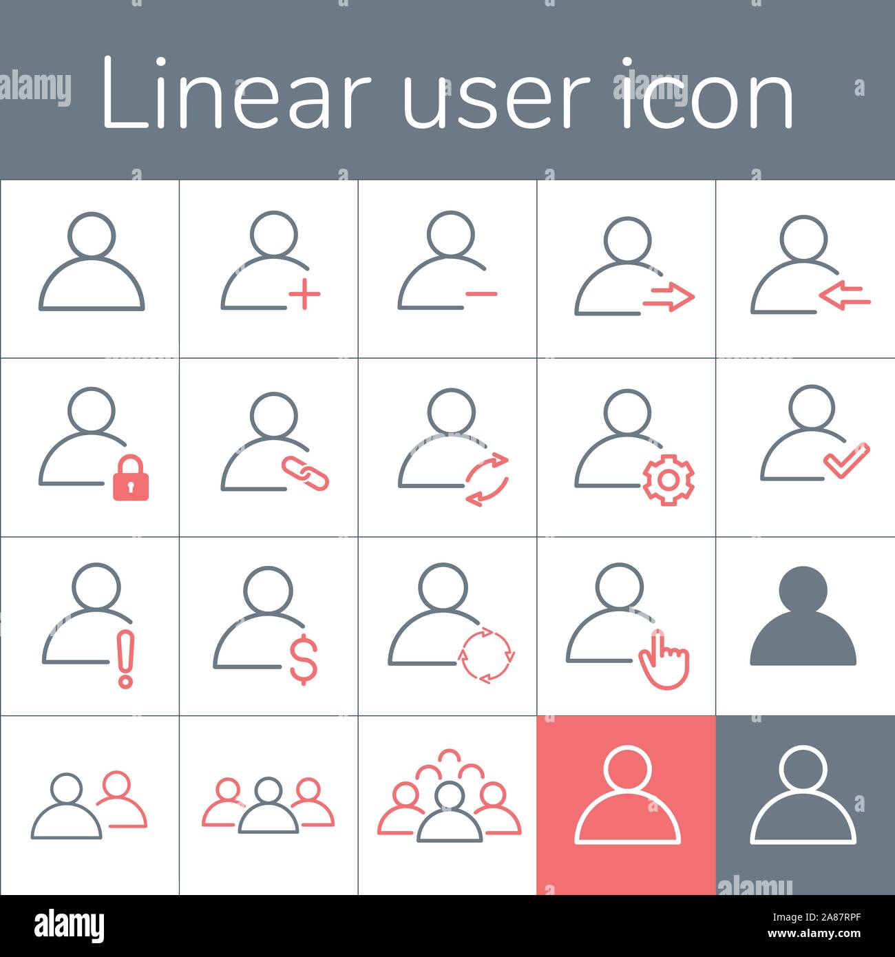 Basic user line icons set. linear style symbols collection, outline ...