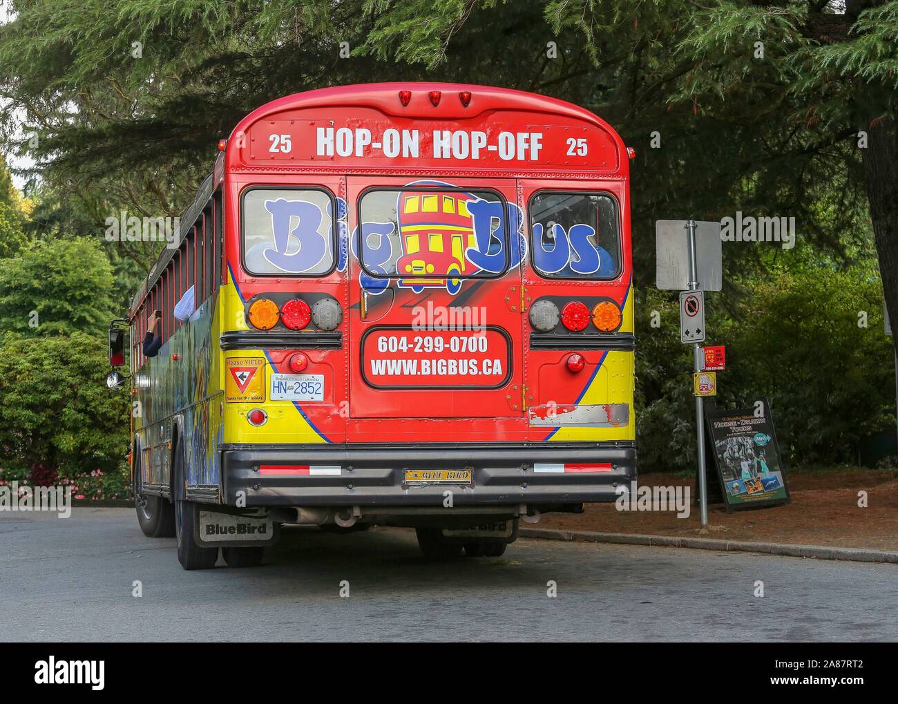 Tourist bus hop on hop off in the vancouver botanical gardens hi-res ...