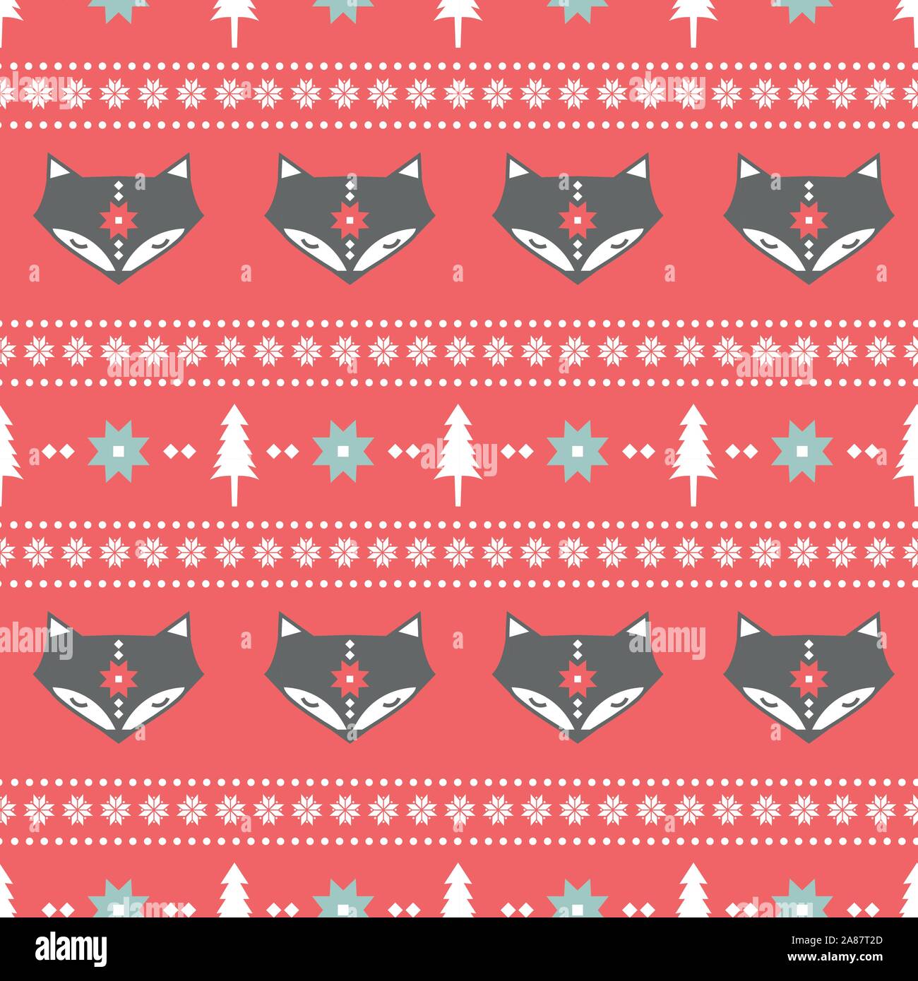 Winter folk art seamless pattern in Scandinavian, Nordic style Stock ...