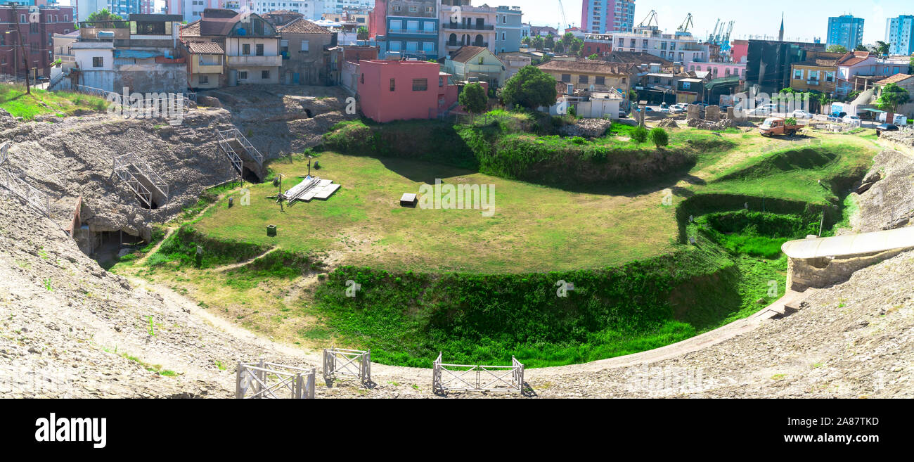 Historical amphitheatre of Dyrrachium Ancient City in Durres, Albania ...