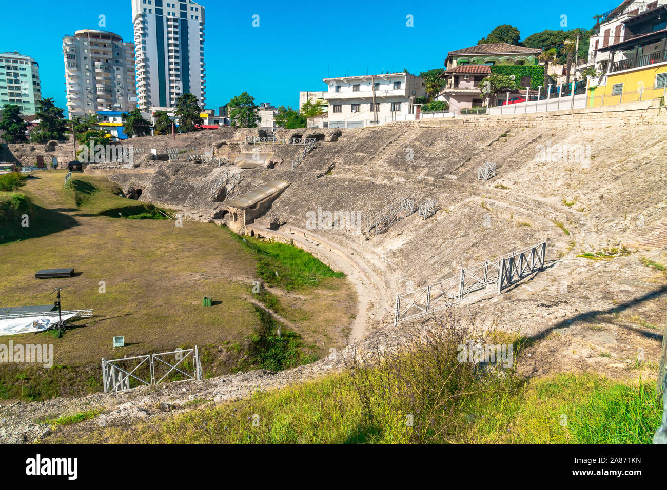 Historical amphitheatre of Dyrrachium Ancient City in Durres, Albania ...