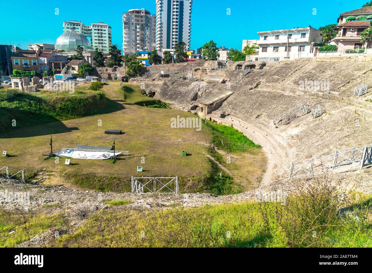 Historical amphitheatre of Dyrrachium Ancient City in Durres, Albania ...