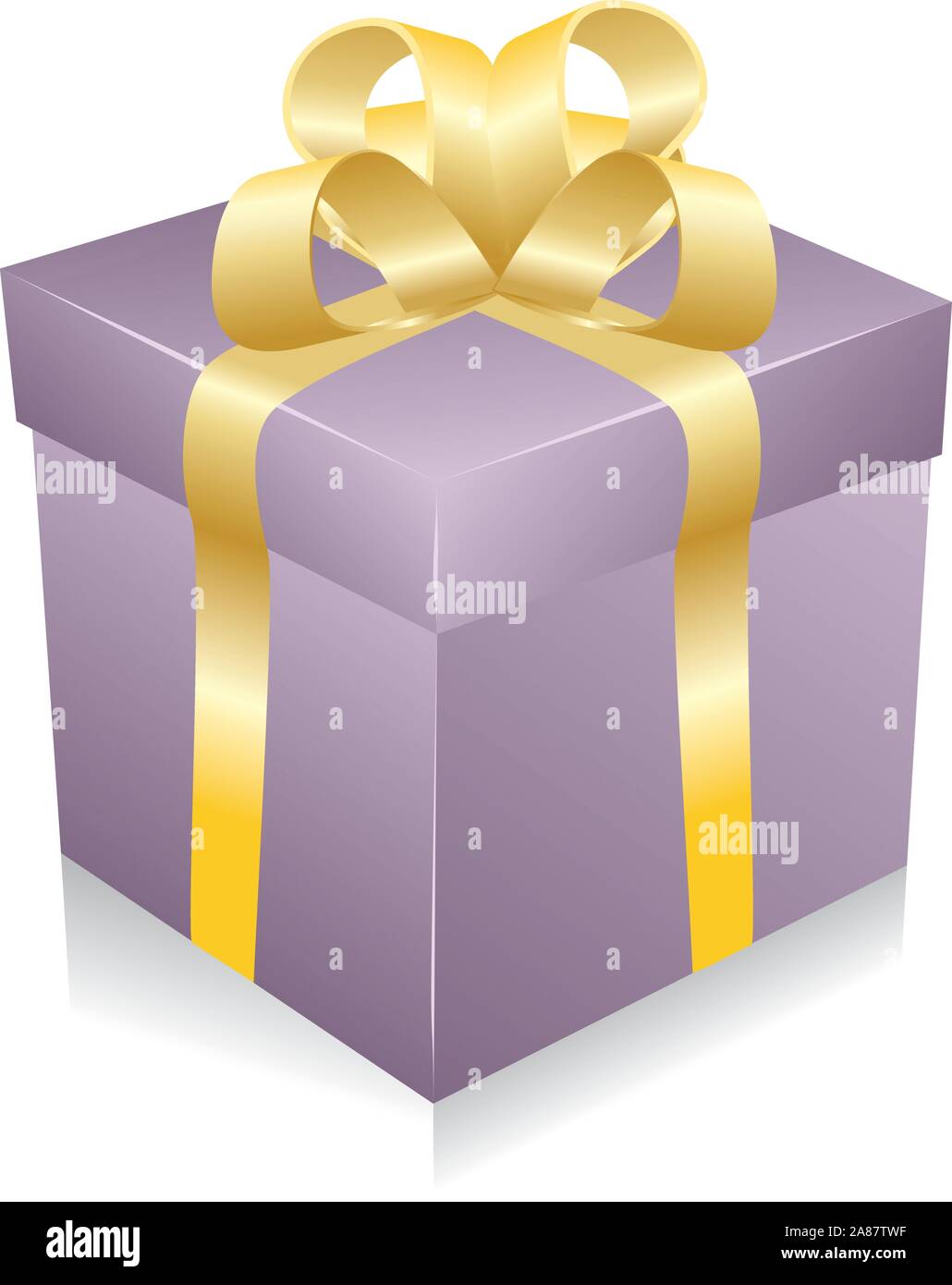 One violet gift box with gold ribbon and bow isolated Stock Vector ...