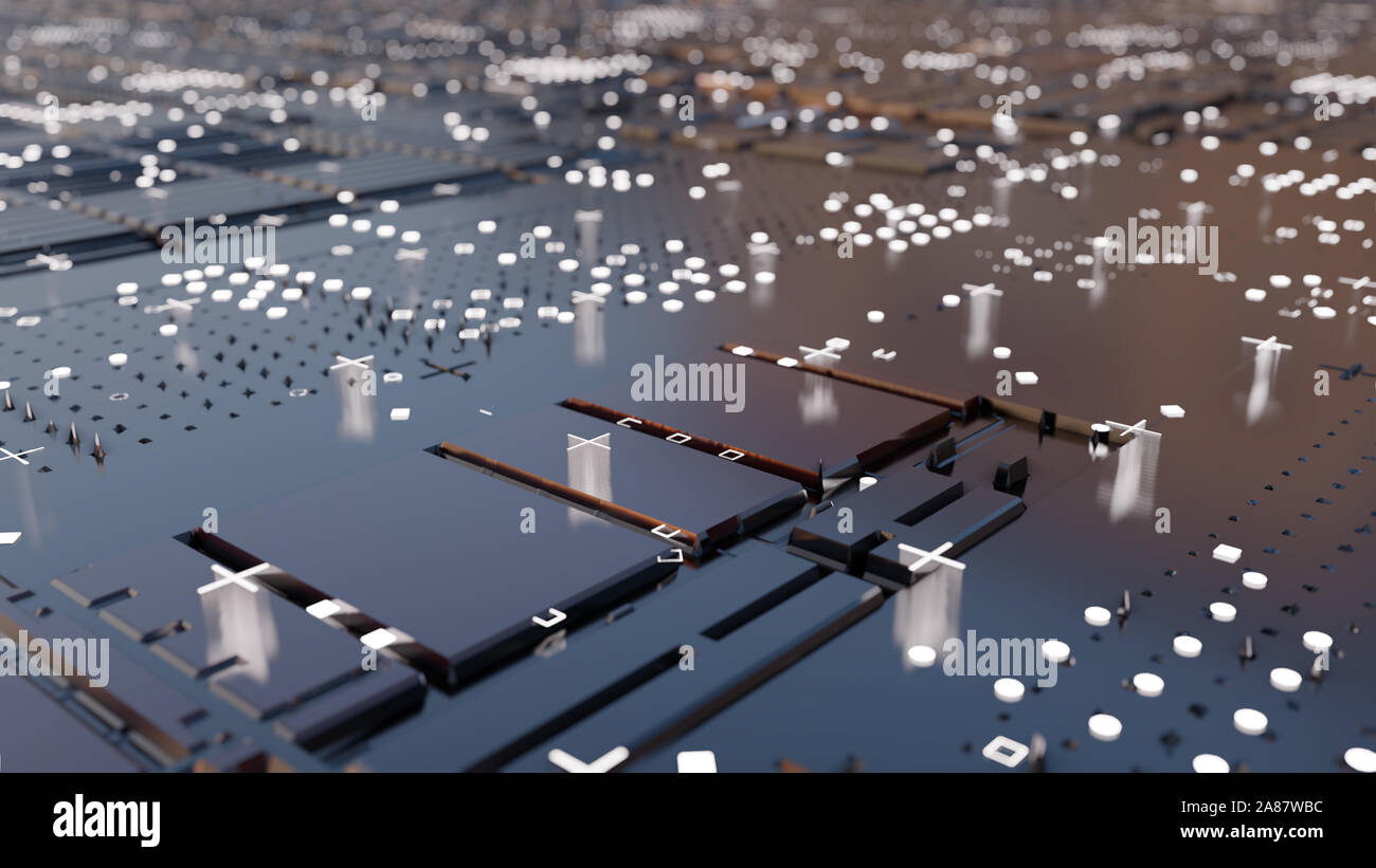 Abstract Central Computer Processors Concept. 3D illustration ...