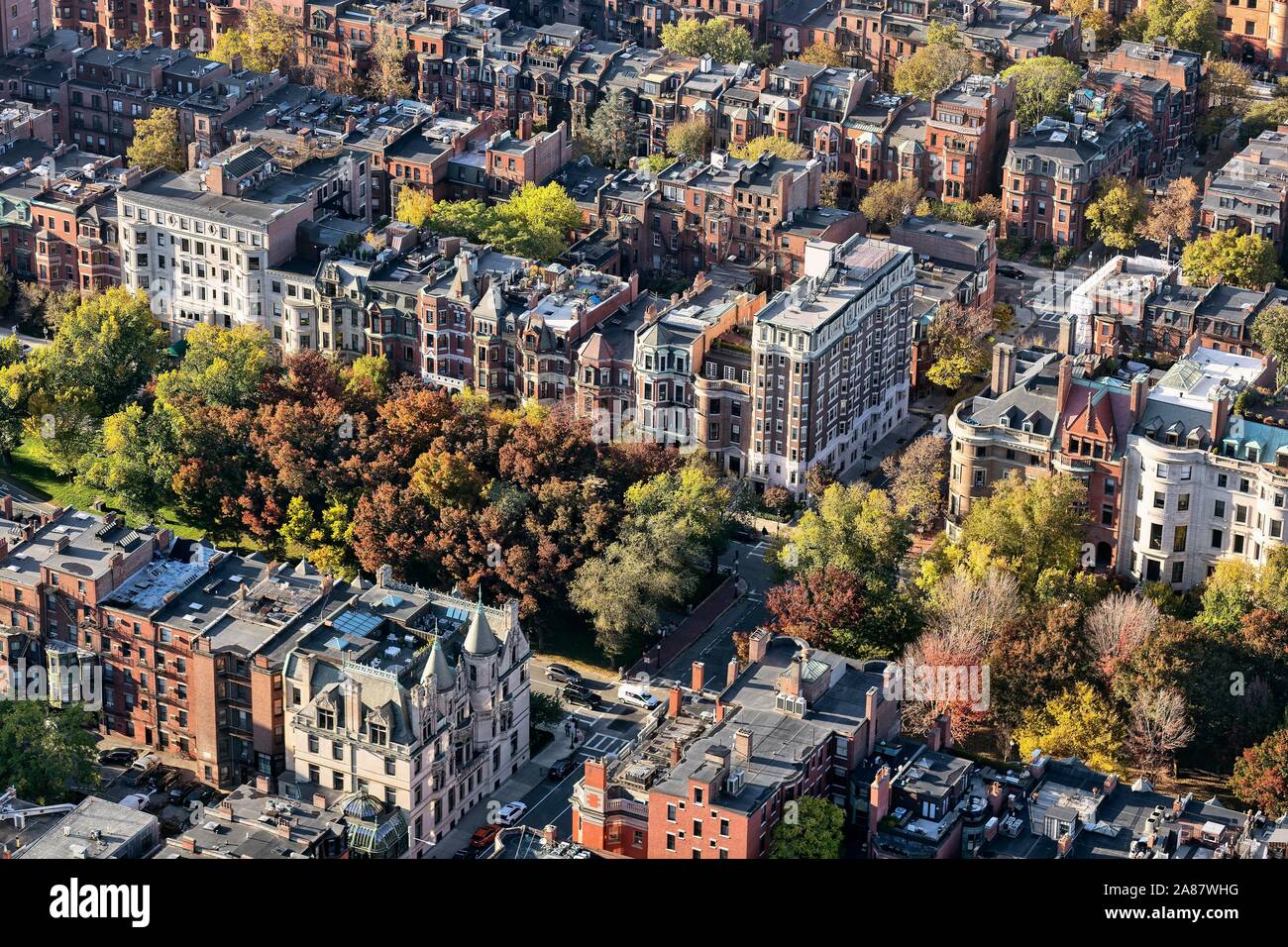 View from Prudential Tower to the houses in the historic district of ...