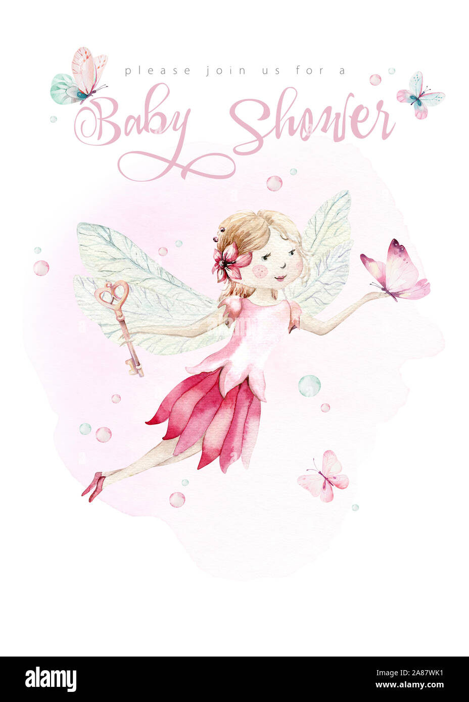 Cute Fairy character watercolor illustration on white background. Magic ...