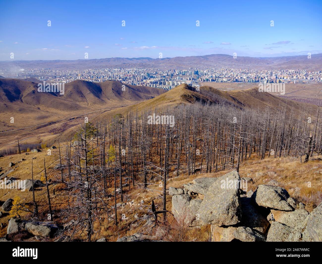 View from a summit to the city of Ulan Bator, Mongolia Stock Photo - Alamy
