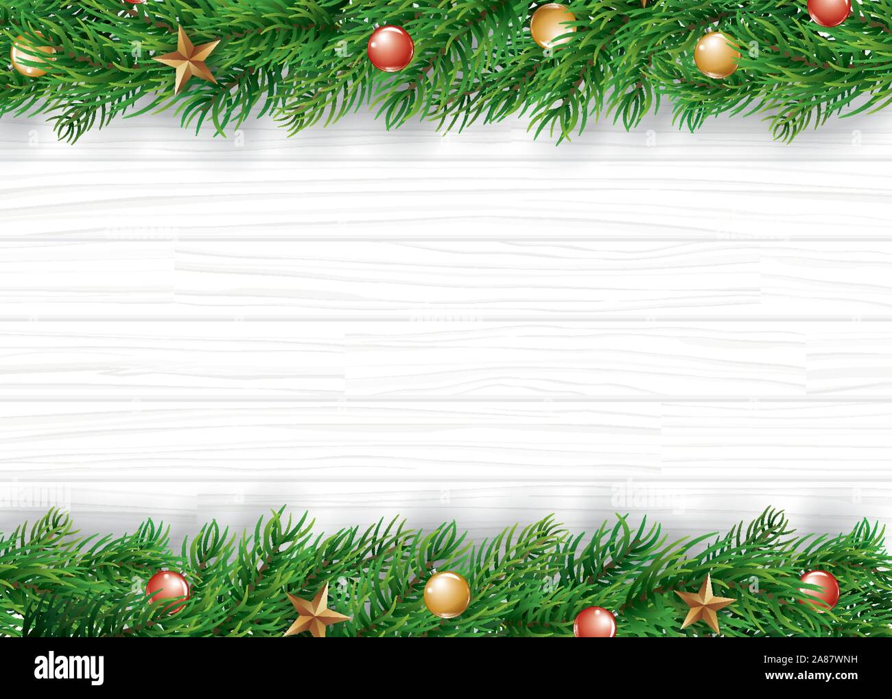 Christmas frame with copy space for text on white wooden background ...