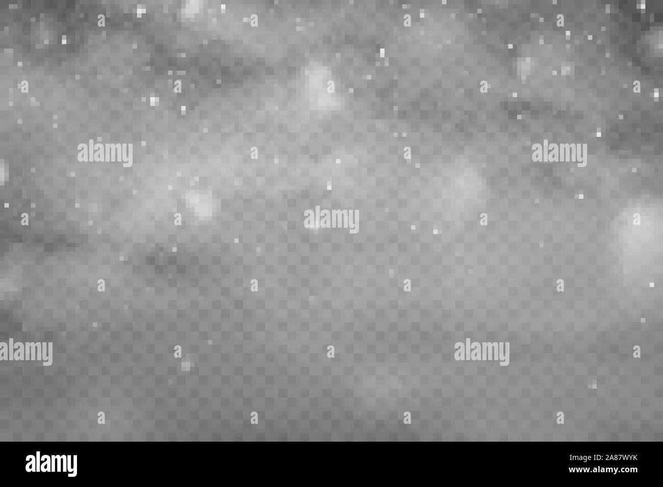 Realistic falling snow with snowflakes and clouds. Winter transparent ...