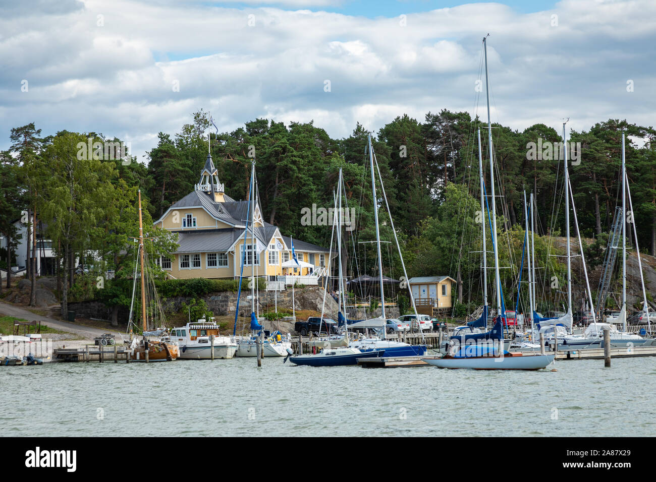 TURKU, FINLAND - AUGUST 02, 2019: View to the Aura river in Turku ...