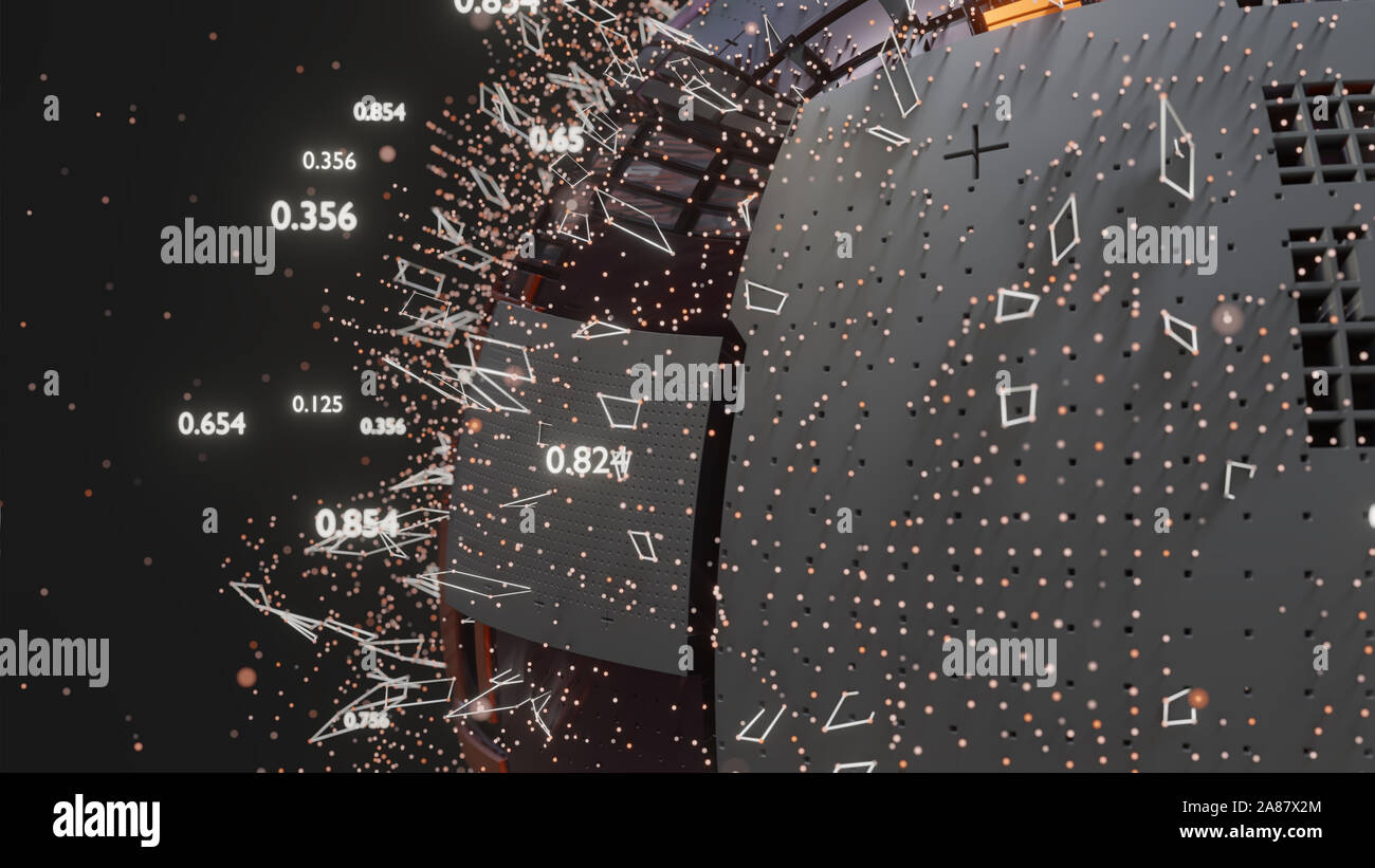Connection Lines and Dots Around Digital Abstract Cyber PCB Sphere ...