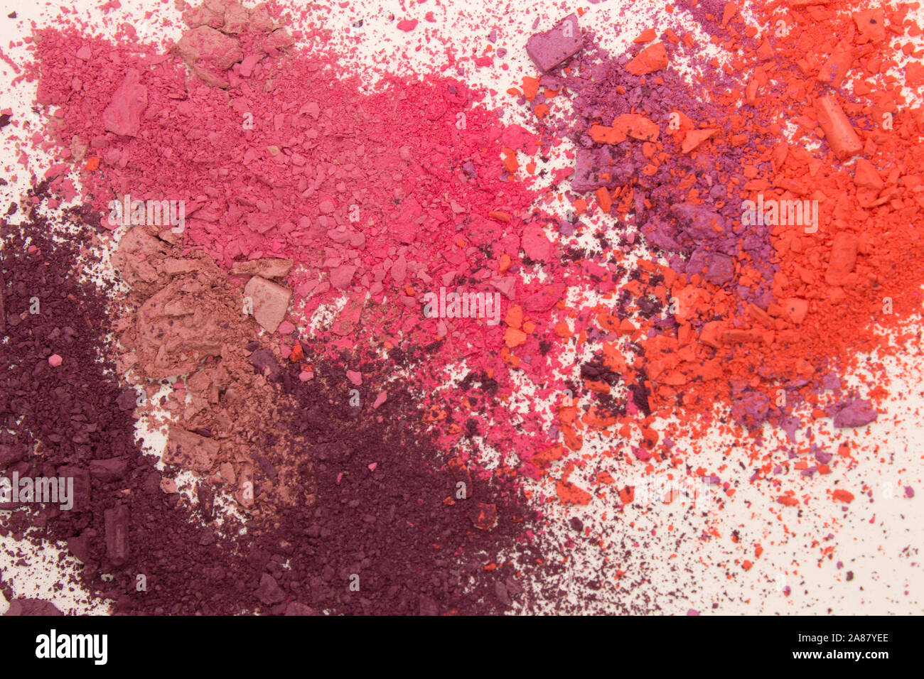 This is a photograph of colorful powder blusher isolated on a White ...