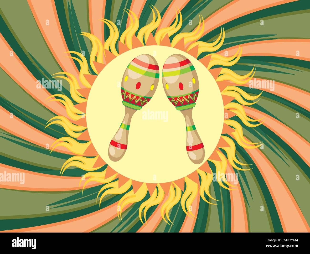 Mexican national musical instrument decorative maracas illustration ...