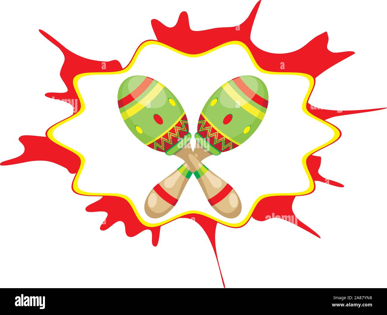 Mexican national musical instrument decorative maracas illustration ...