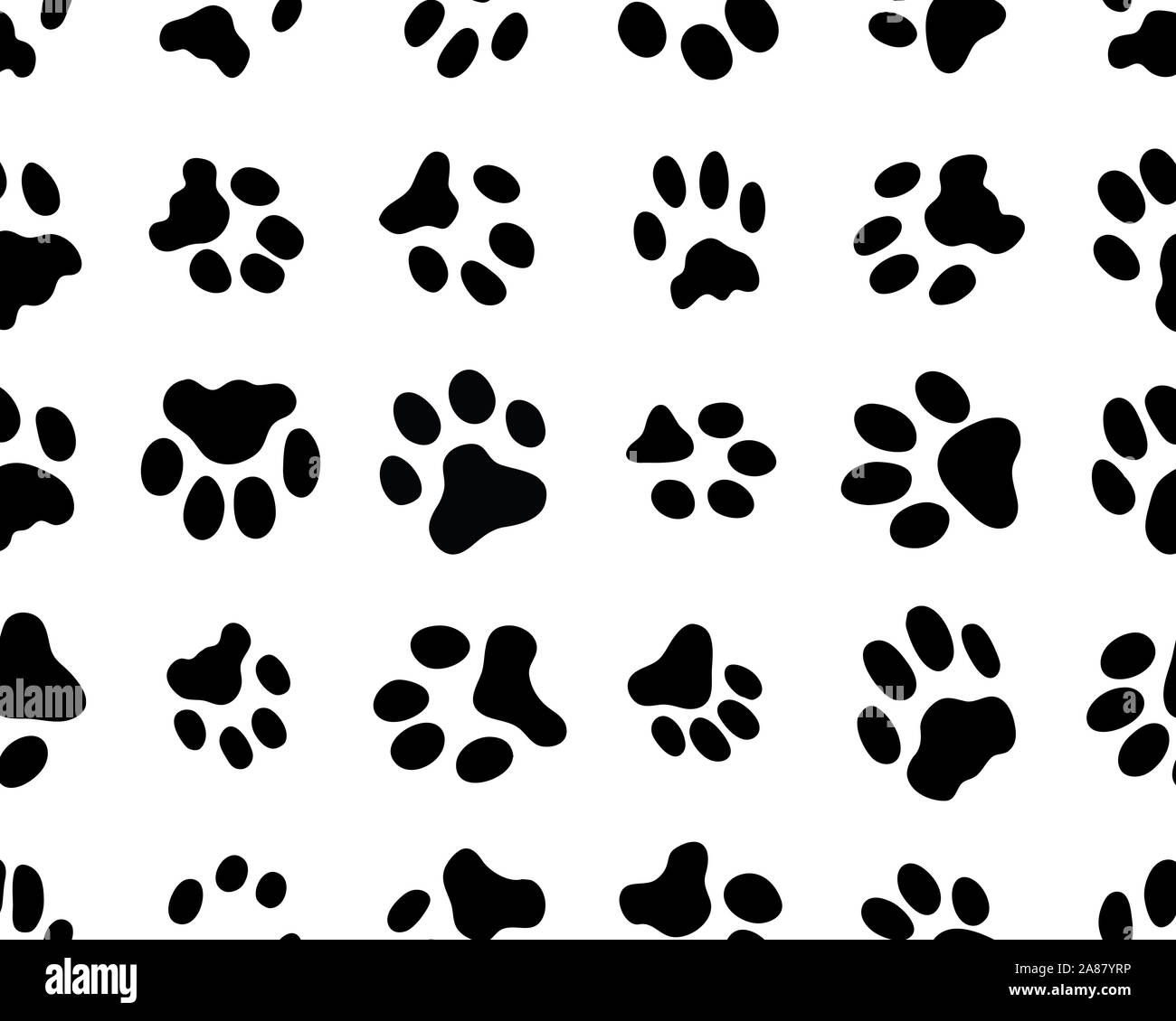 Seamless pattern with footprints of dogs on white background Stock ...