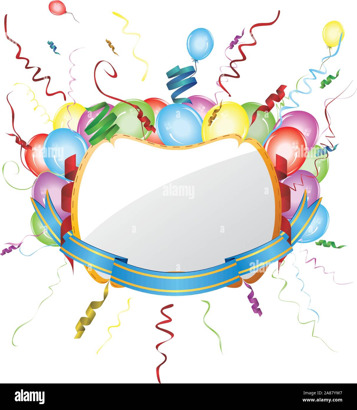 Balloons party invitation card with ribbons on white background Stock ...