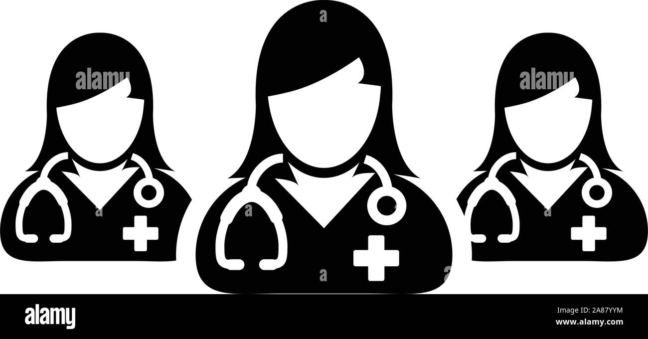 Doctor icon vector group of female physicians person profile avatar for ...