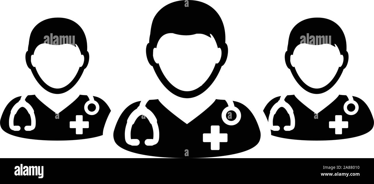 Doctor icon vector group of male physicians person profile avatar for ...