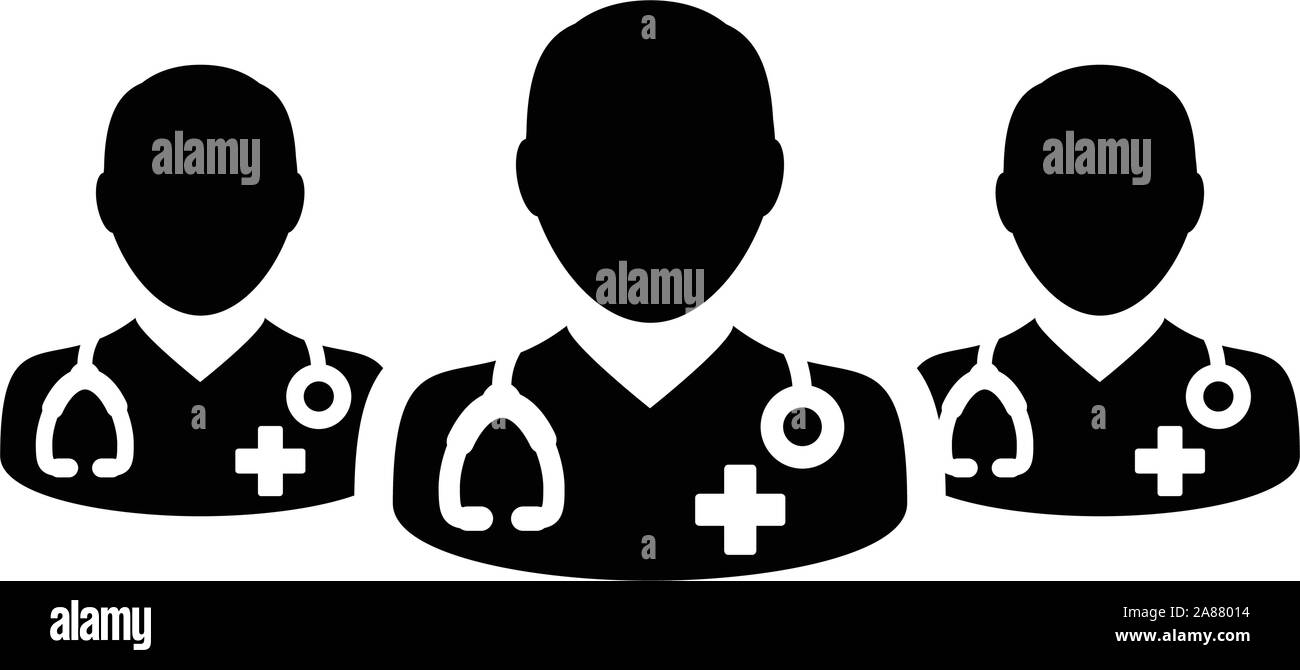 Physician icon vector group of male doctors person profile avatar for ...