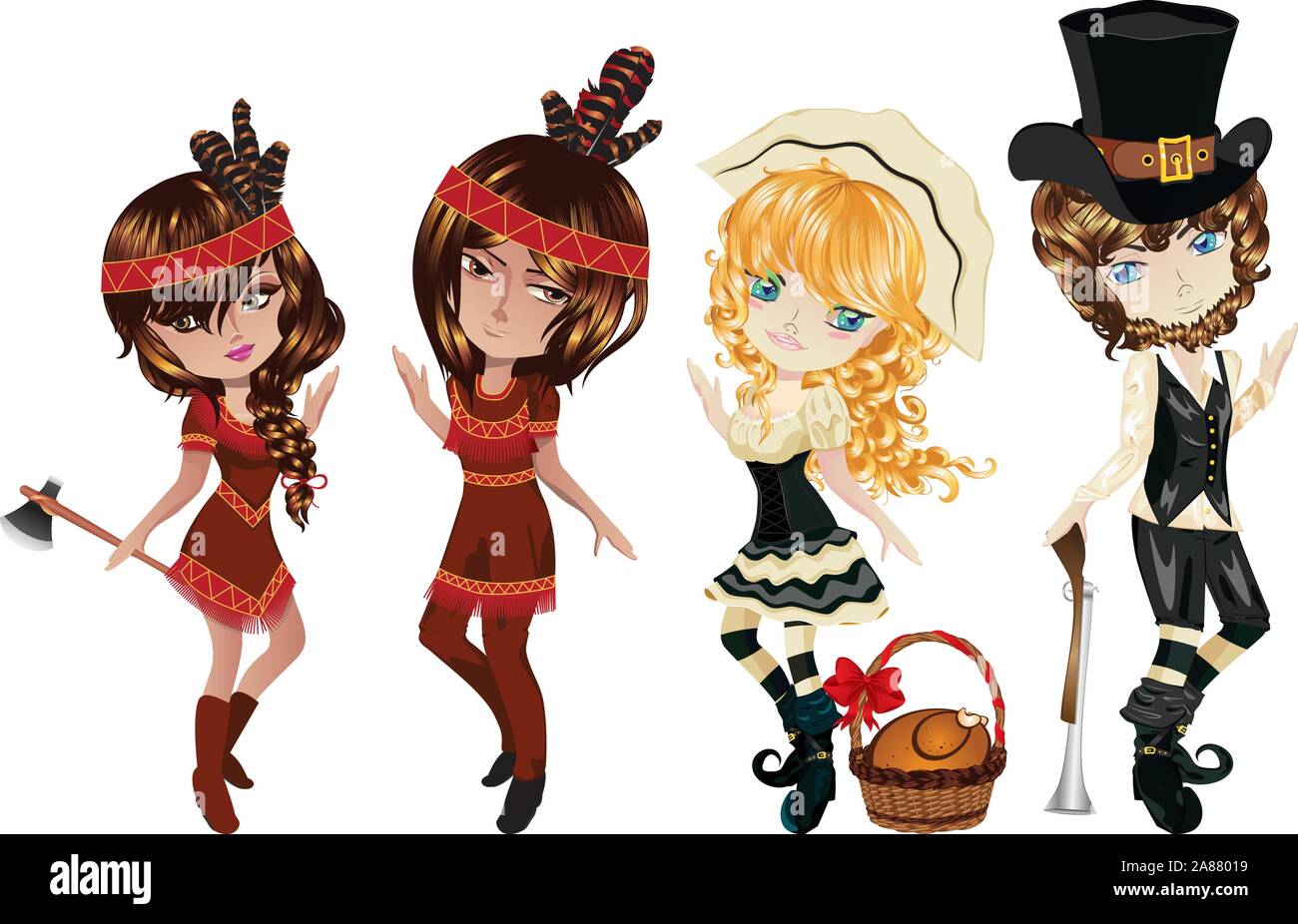 Pilgrims get food Cut Out Stock Images & Pictures - Alamy