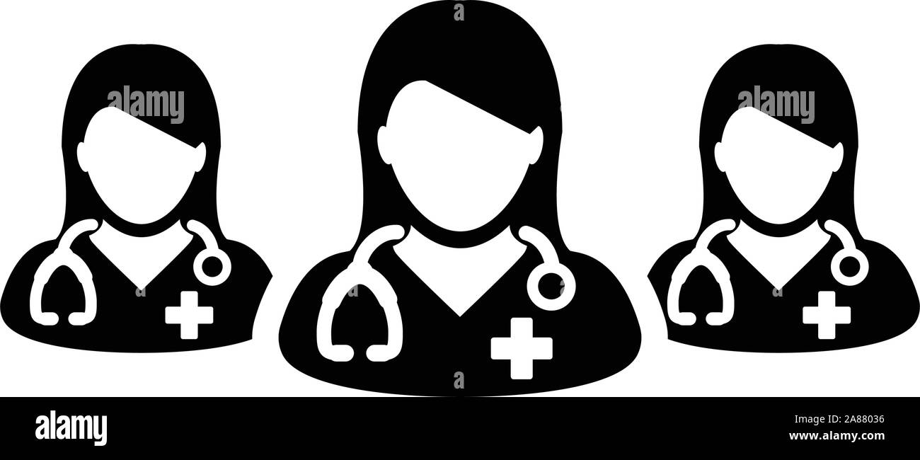 Doctor Icon Vector Group Of Female Physicians Person Profile Avatar For
