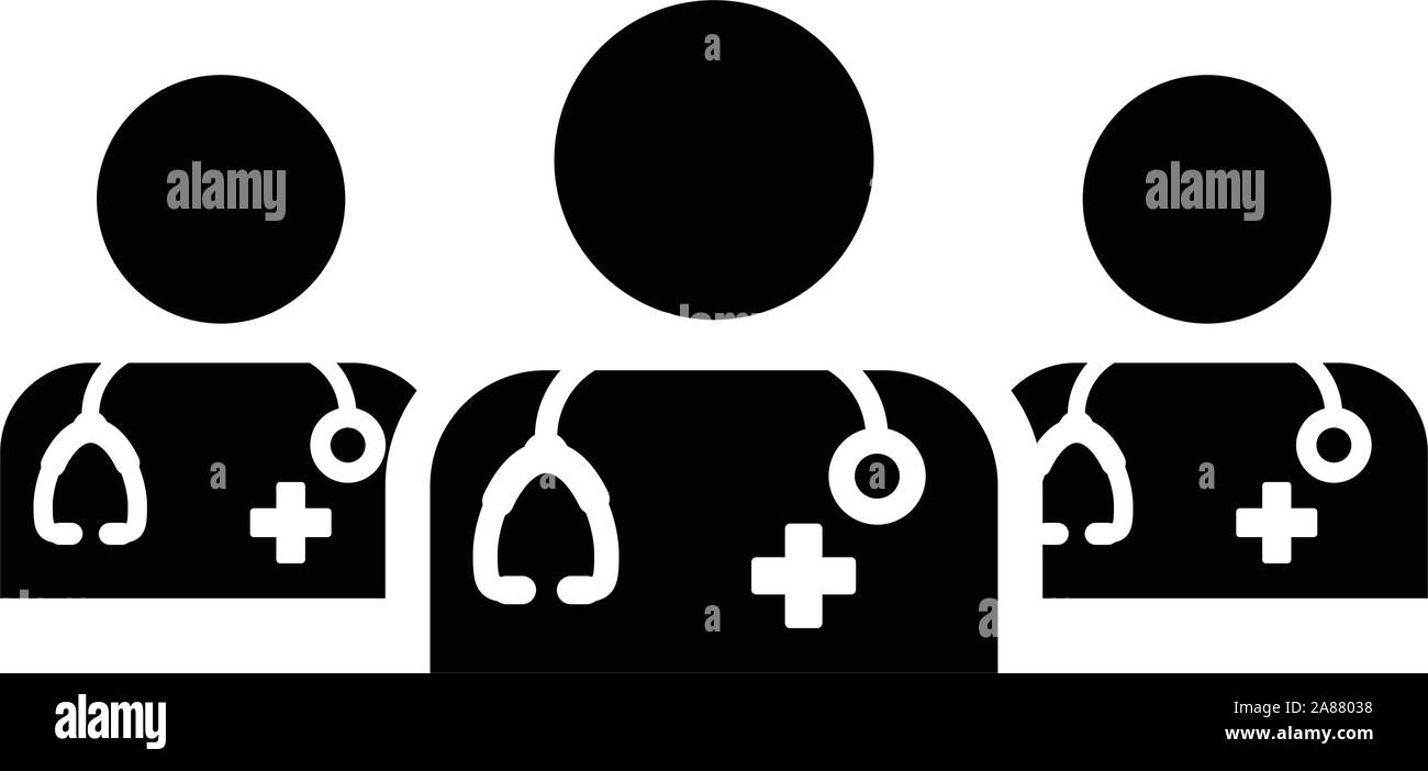 Physician icon vector group of male doctors person profile avatar for ...