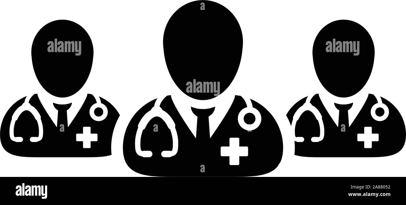 Healthcare icon vector group of male doctors person profile avatar for ...